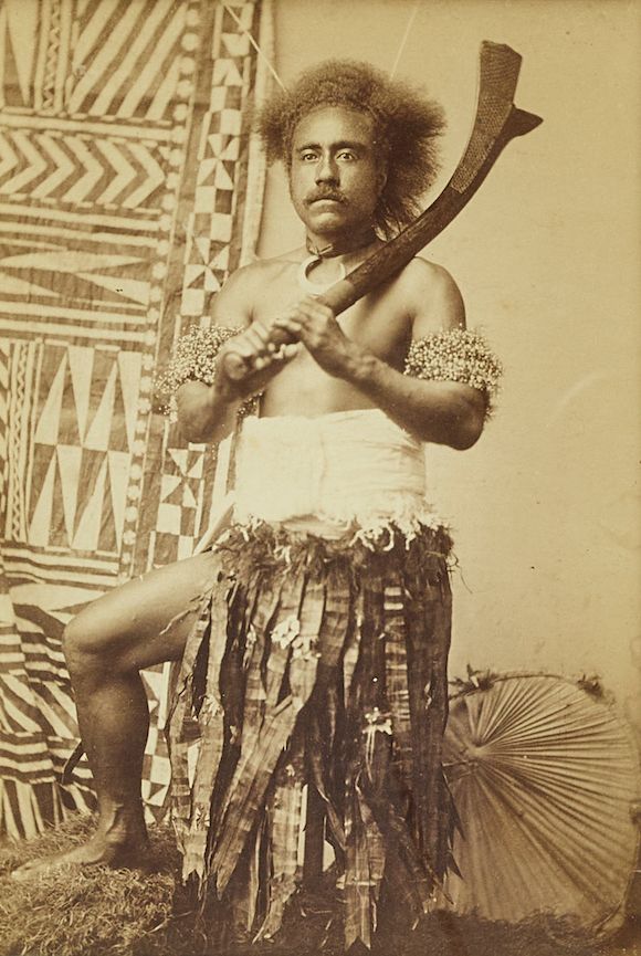Bonhams : Francis Herbert Dufty (ca. 1846-1910)Portrait of a Fiji Warrior