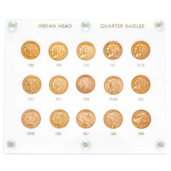 Bonhams Skinner : United States, Set of Indian $2.50 Gold Coins, 1908-1929.