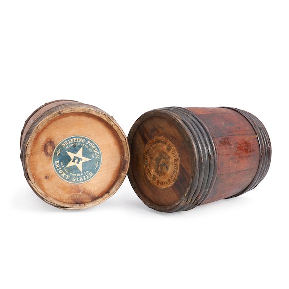 Bonhams Skinner : Two Hazard Powder Co. Wood Powder Kegs,