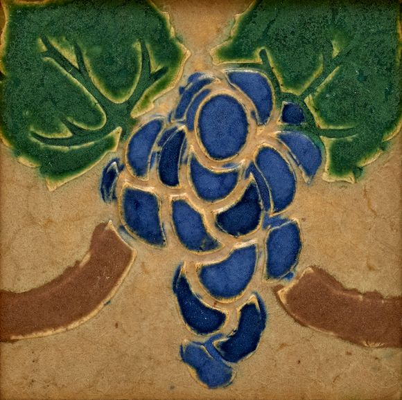 Bonhams : GRUEBY FAIENCE COMPANY (FOUNDED 1894) 'Grape' Tilecirca ...