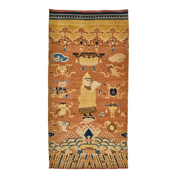 Bonhams : A LARGE NINGXIA WOOL PILLAR RUG 19th Century