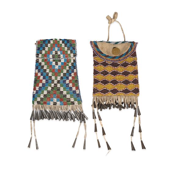 Bonhams : Two Southern Plains or Apache beaded pouches