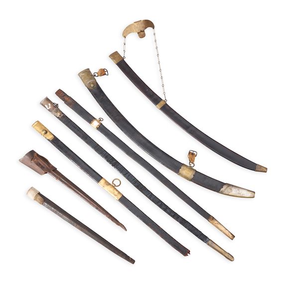 Bonhams Skinner : Five 19th Sword Scabbards & Two Bayonet Scabbards.