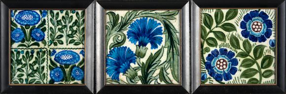 Bonhams Skinner : Three William De Morgan Floral Tiles, England, 1882 ...