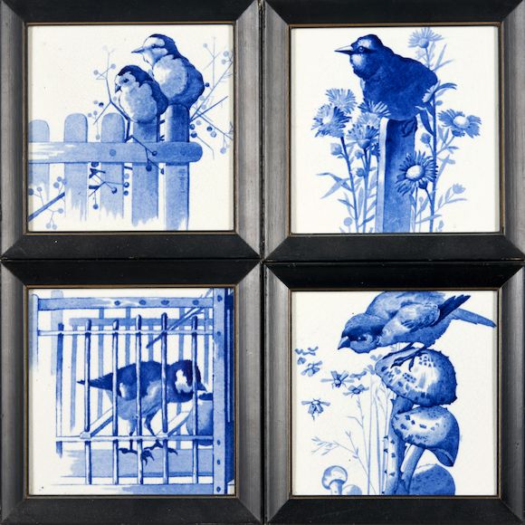 Bonhams Skinner : FOUR BROWN-WESTHEAD MOORE & CO. TILES DEPICTING BIRDS ...