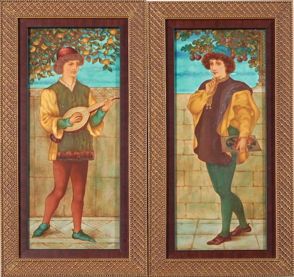 Bonhams Skinner : Two Copeland Tiles Hand-painted with Allegorical ...