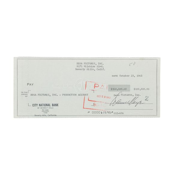 Bonhams : Danny Kaye Signed Bank Check.