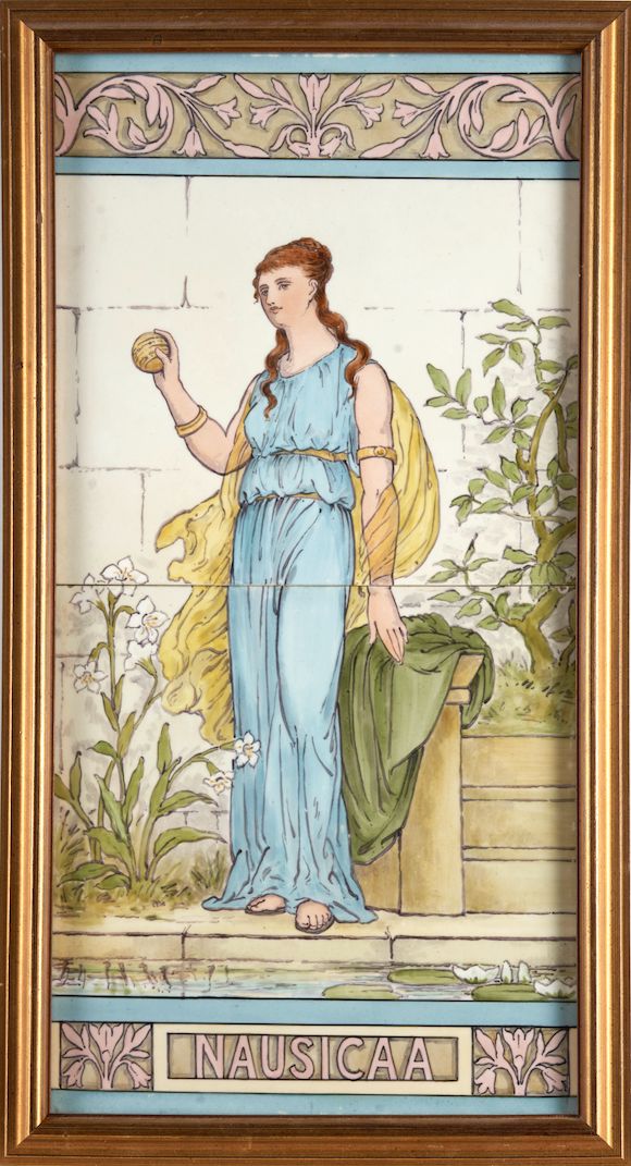 Bonhams Skinner : Two-tile Panel hand-painted with Princess Nausicaa ...