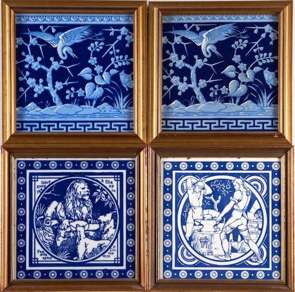 Bonhams Skinner : Four Minton Tiles, Stoke-on-Trent, c. 1900, pair of ...