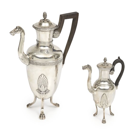 Bonhams Skinner : French .950 Silver Coffeepot and Hot Milk Jug,