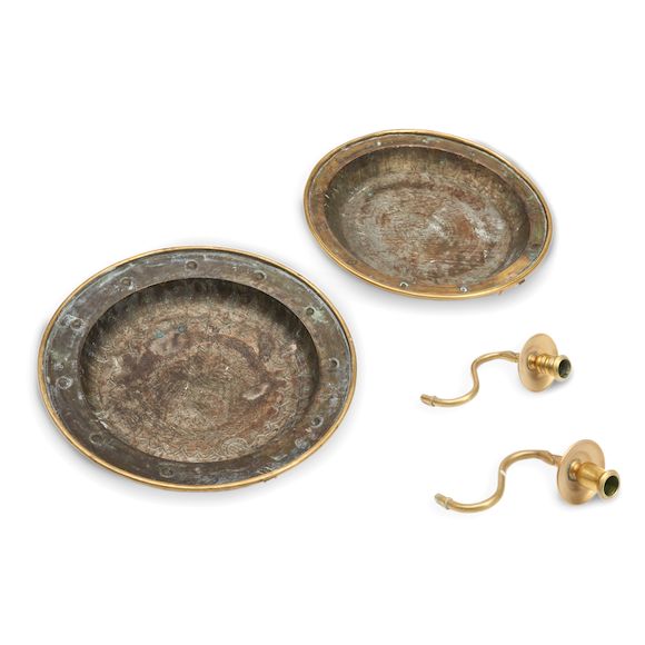 Bonhams Skinner : Pair of Brass Wall Sconces, English/Dutch, 18th century,