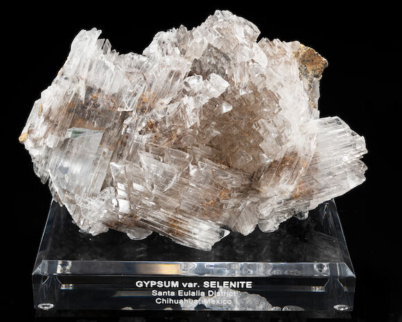 Bonhams : Gypsum var. Selenite on Acrylic Base
