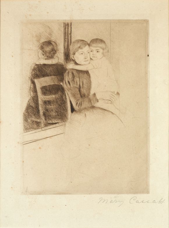 Bonhams Skinner : Mary Cassatt (American, 1844-1926); The Mirror;