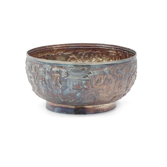Bonhams : AN ENGLISH STERLING SILVER CHINOISERIE STYLE BOWL by Neil ...