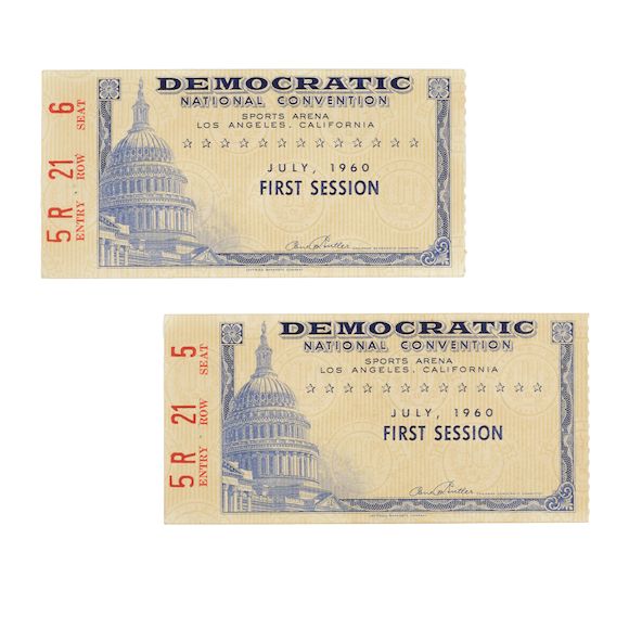 Bonhams : A PAIR OF 1960 DEMOCRATIC NATIONAL CONVENTION TICKETS ...