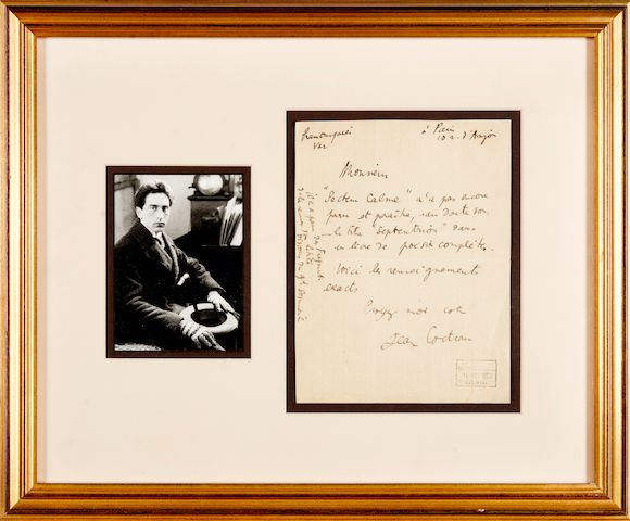 Bonhams Skinner : COCTEAU, JEAN. 1889-1963. Autograph Letter Signed ...