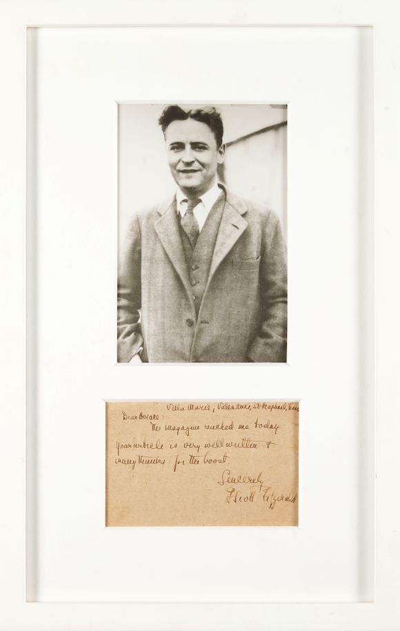 Bonhams Skinner : FITZGERALD, F. SCOTT. 1896-1940. Autograph Letter ...