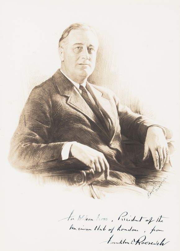 Bonhams : FRANKLIN ROOSEVELT PORTRAIT INSCRIBED TO THE AMERICAN CLUB OF ...