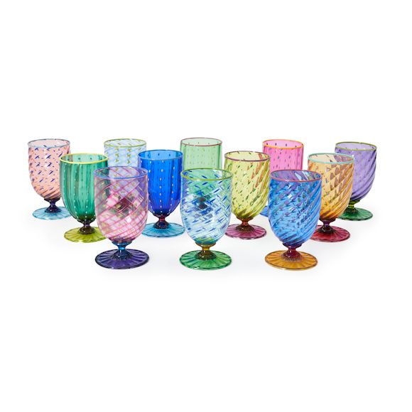 Bonhams Skinner : Twelve Robert Dane "Optic Spot" Goblets, Heath ...