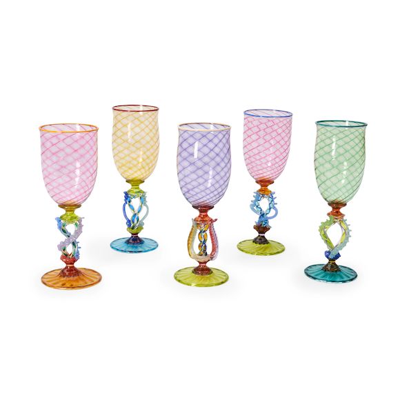 Bonhams Skinner : Five Robert Dane "Tutti Frutti" Goblets, Heath ...