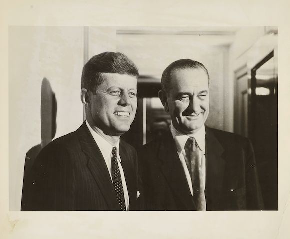 Bonhams : KENNEDY AND JOHNSON AT THE WHITE HOUSE. A group of photos of ...