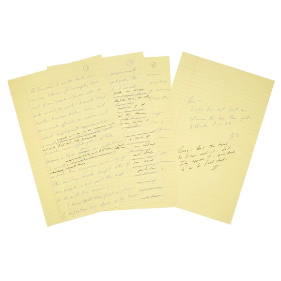Bonhams : A JIMMY CARTER DRAFT OF A CAMPAIGN MESSAGE PUBLISHED IN THE NEW YORK TIMES. Holograph ...
