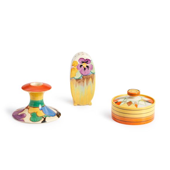 Bonhams Skinner : THREE CLARICE CLIFF (1899-1972) TABLE ITEMS • Burslem ...