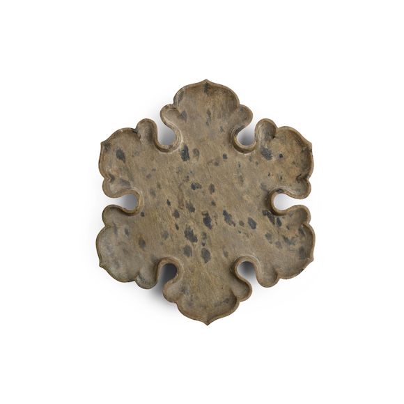 Bonhams : A STEATITE HEXAFOIL FOOTED DISH Tang style