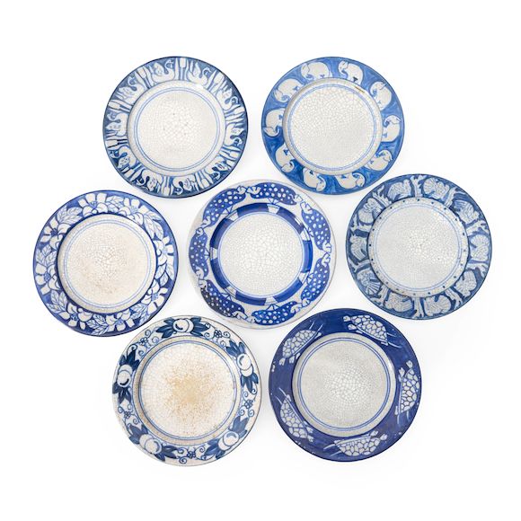 Bonhams Skinner : Seven Dedham Pottery Plates, Dedham, Massachusetts ...