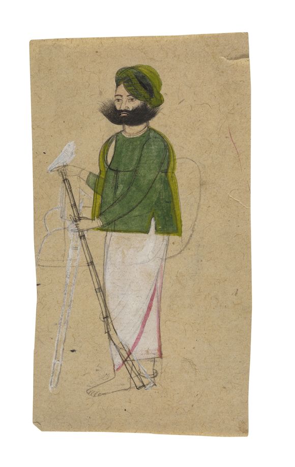 Bonhams : A STUDY OF A SIKH SOLDIER WITH RIFLE AND TWO STUDIES OF ...