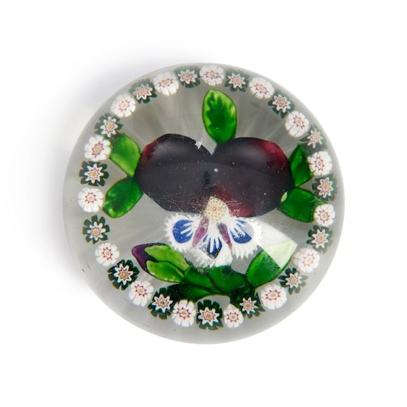Bonhams Skinner : BACCARAT GARLANDED PANSY GLASS PAPERWEIGHT, France ...