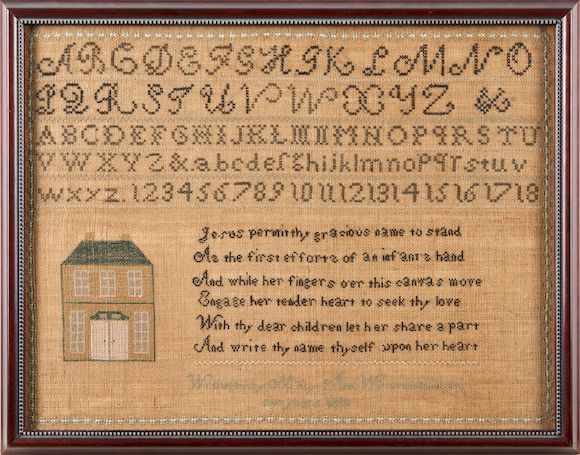 Bonhams Skinner : Framed Needlepoint Sampler, Mary Ann Waterman Arnold ...