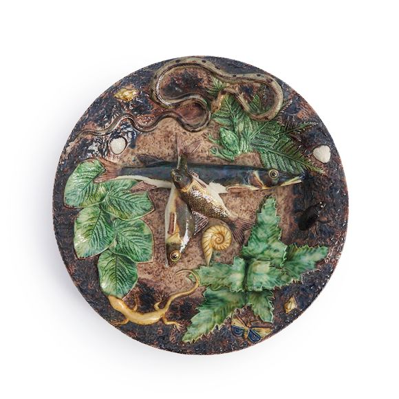 Bonhams Skinner : Palissy-style Sprigged and Glazed Faience Plate, 19th ...