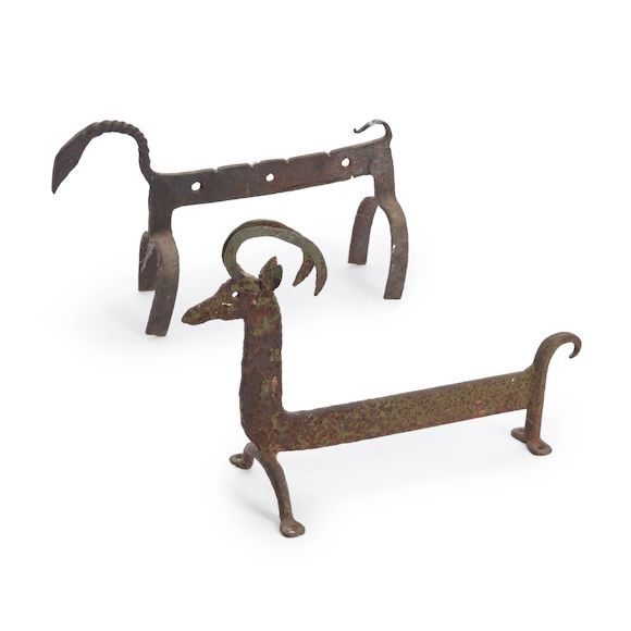 Bonhams Skinner : Two Wrought Iron Animal Figure Boot Scrapers, 19th ...