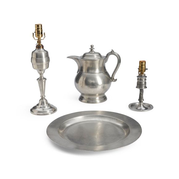 Bonhams Skinner : Four Pewter Items, America, 19th century.