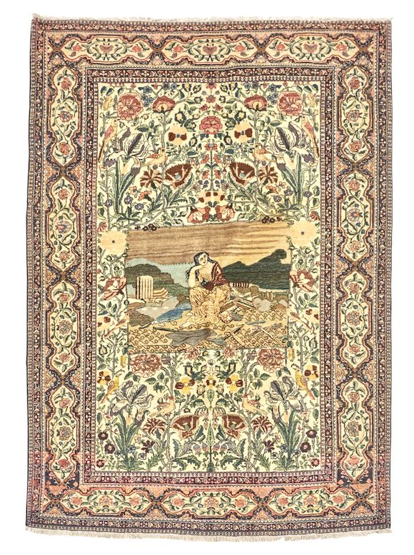 Bonhams Skinner : Pictorial Tabriz 4 ft. 7 in. x 6 ft. 7 in.