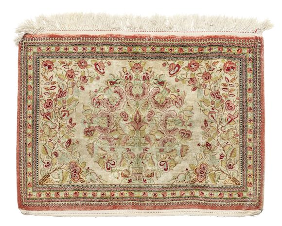 Bonhams Skinner : Silk Persian Mat Iran 2 ft. x 2 ft. 9 in.