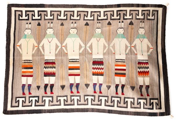 Bonhams Skinner : A Diné (Navajo) six Yeibichai dancers weaving 48 x 73 in.