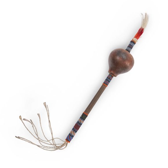 Bonhams Skinner : A Southern Plains beaded gourd peyote rattle lg ...