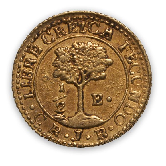 Bonhams Skinner : Costa Rica 1846 CR J.B. 1/2 Escudo Gold Coin.