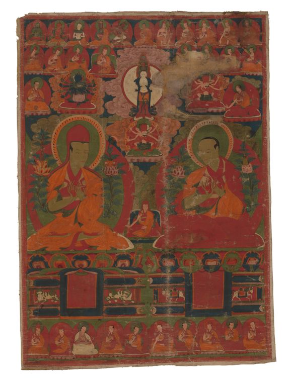 Bonhams : A DOUBLE PORTRAIT THANGKA OF SAKYA PANDITA AND SAKYA CHOGYAL ...