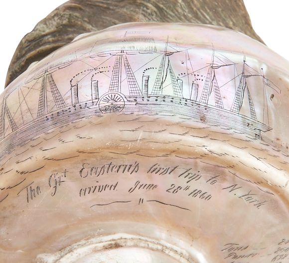 Bonhams Skinner : Rare Conch Shell Engraving of The Great Eastern ...
