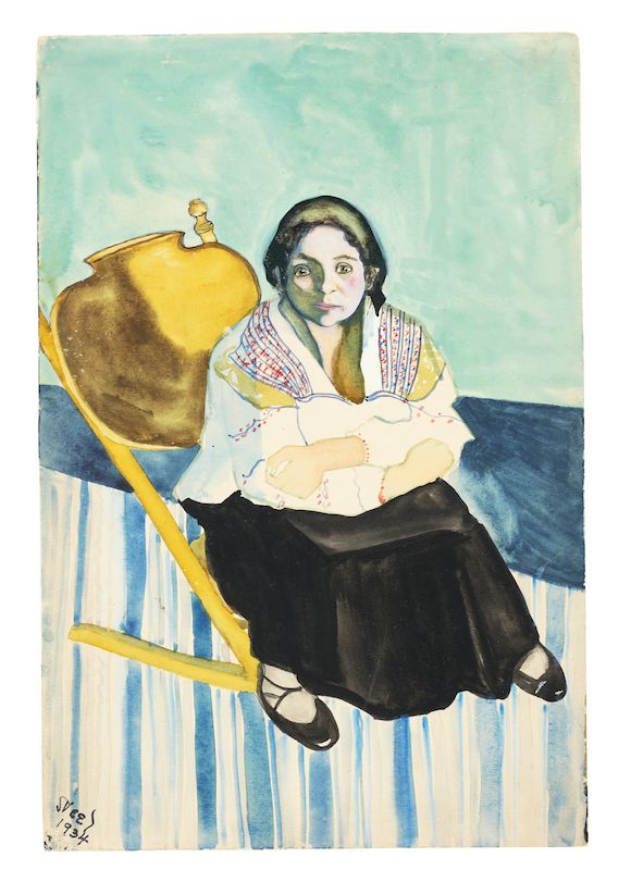 Bonhams : ALICE NEEL (1901-1984) Erica 14 7/8 x 10 in (37.8 x 25.2 cm ...
