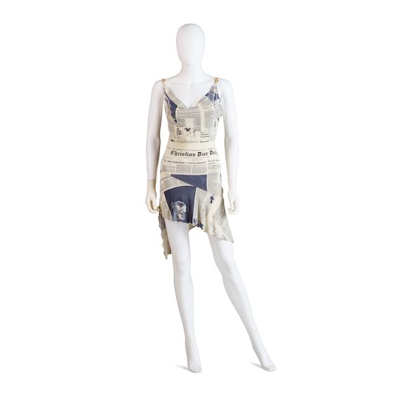 Bonhams : CHRISTIAN DIOR: NEWSPAPER PRINT DRESS Fall 2000 | Look 34
