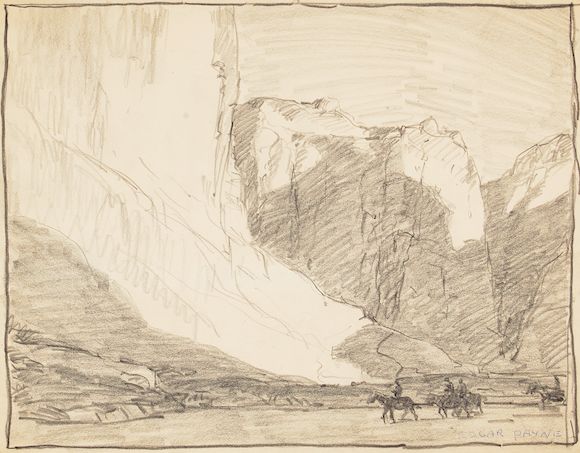 Bonhams : Edgar Payne (1883-1947) Riders in Canyon de Chelly 8 1/2 x 10 ...