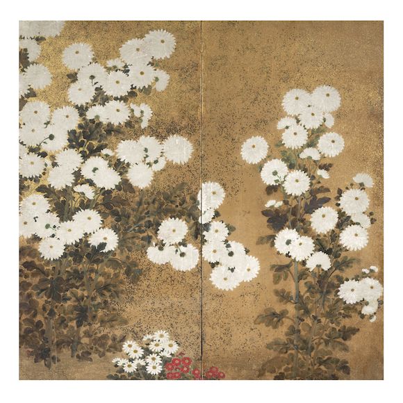 Bonhams : ANONYMOUS (INEN SEAL) Chrysanthemum Blossoms Edo period (1615 ...