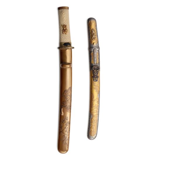 Bonhams : AN AIKUCHI (GUARDLESS) TANTŌ KOSHIRA-E AND ANOTHER TANTŌ ...