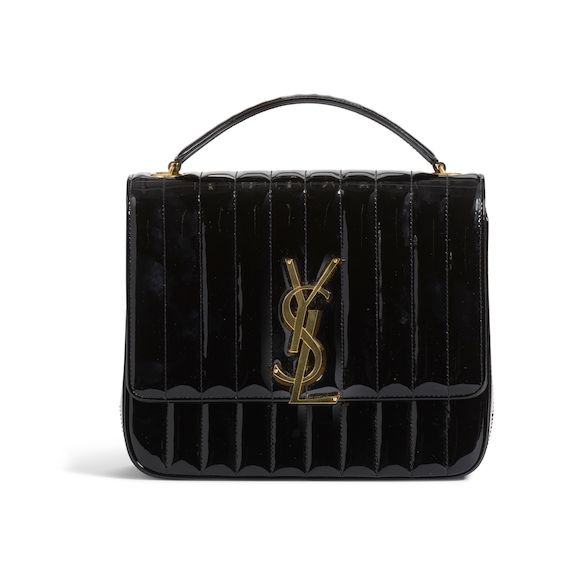 Bonhams : SAINT LAURENT LARGE PATENT MATELASSE MONOGRAM VICKY BAG