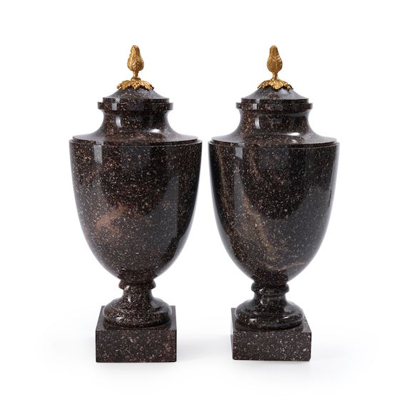 Bonhams Skinner : A Matched Pair of Gustavian Blyberg Porphyry Urns and ...