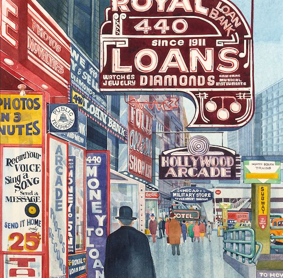 Bonhams : Gerritt Beverwyk (1919-1995) Hollywood Arcade sight 20 1/2 x ...